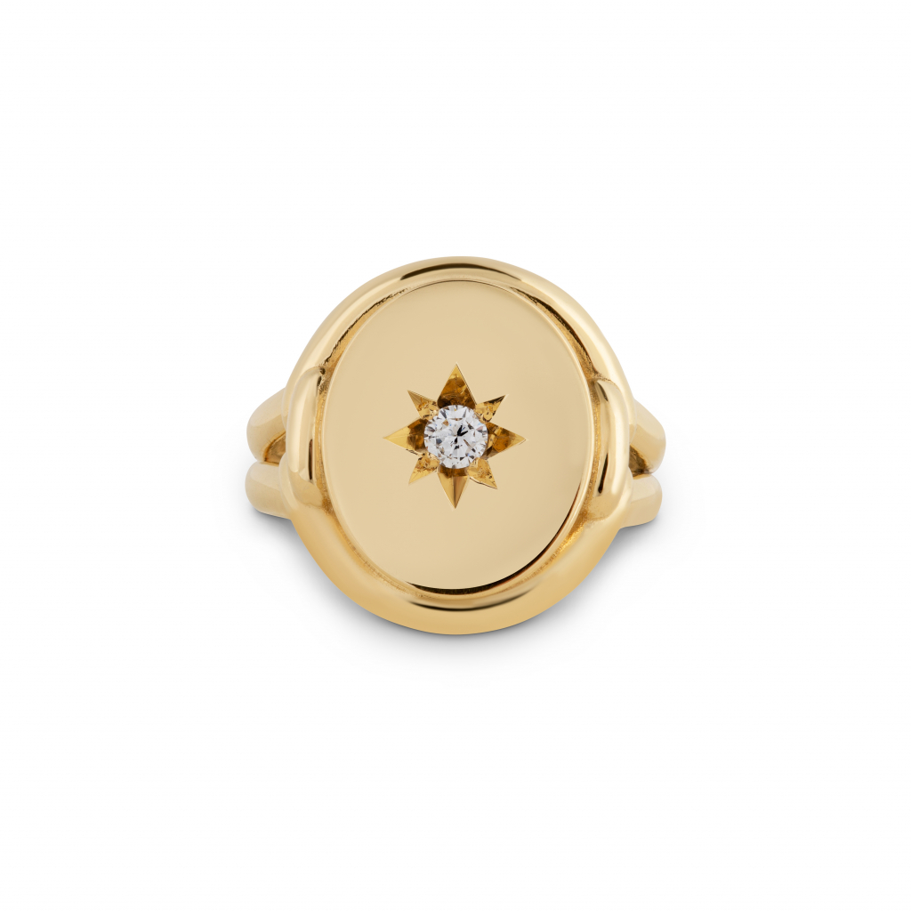 Diamond star set knot signet ring | Philippa Herbert